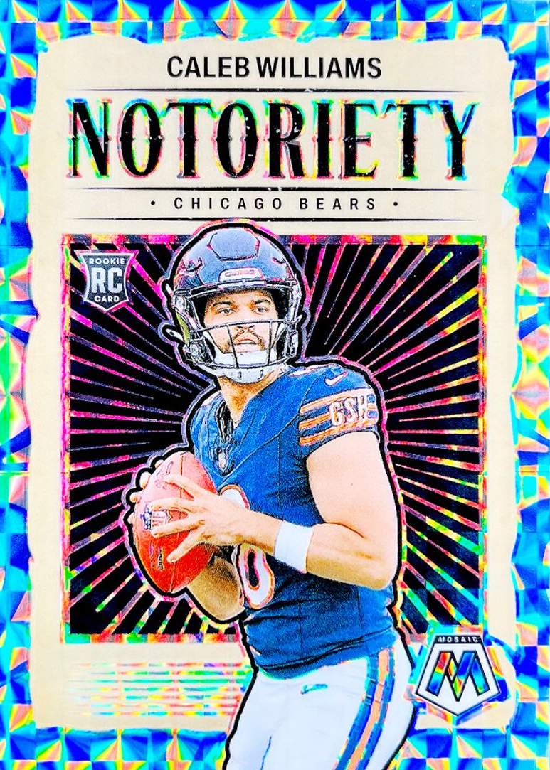 Caleb Williams 2024 Mosaic #18 Notoriety - Reactive Blue /99 Price ...