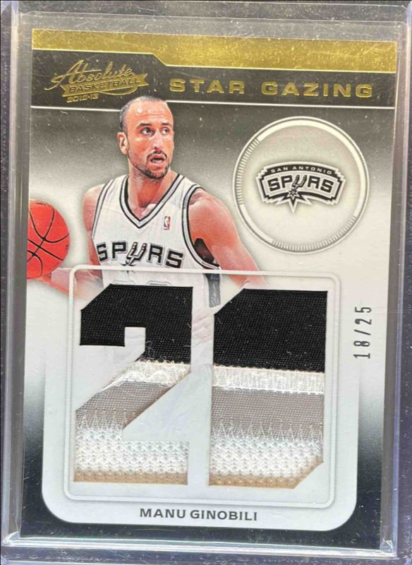 Manu Ginobili 2012 Absolute #22 Star Gazing Jersey Number Materials ...