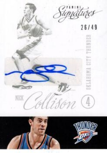 Nick Collison 2012 Panini Signatures #122 Signatures /10 Price Guide ...