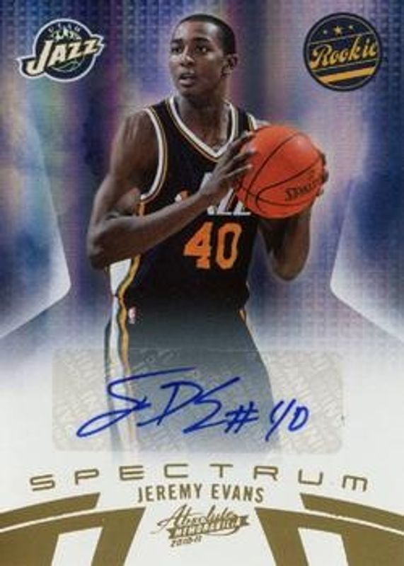 Jeremy Evans 2010 Absolute Memorabilia #142 Spectrum Signatures - Gold ...
