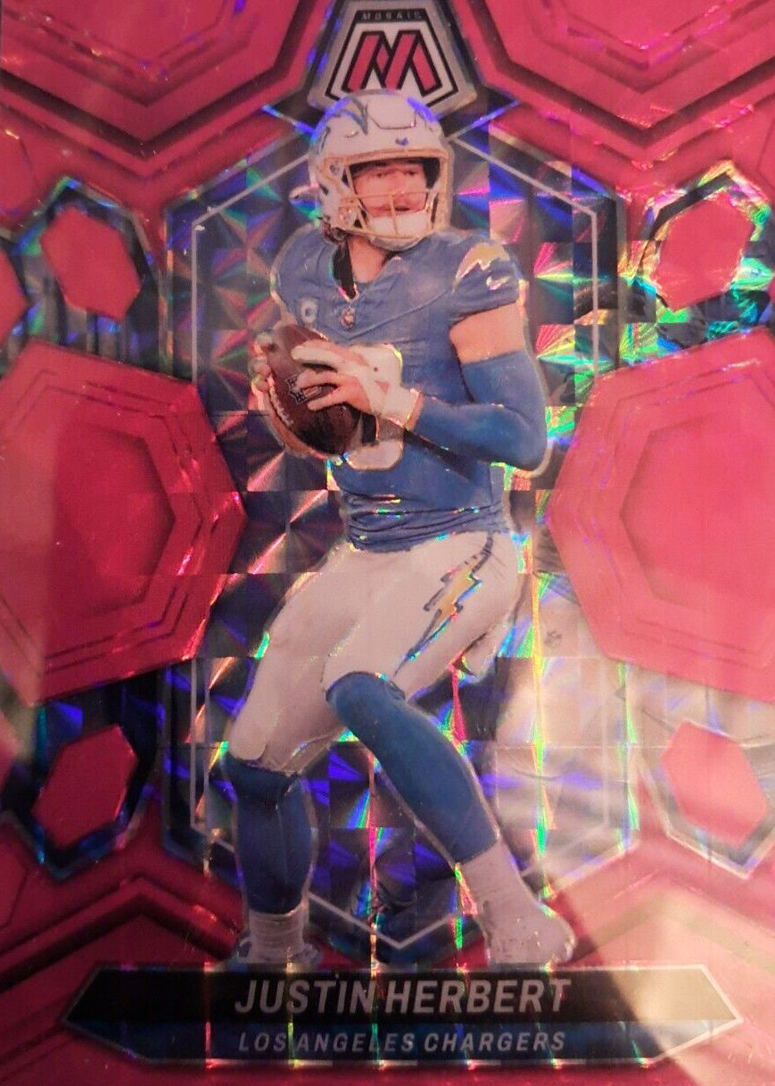 Justin Herbert 2024 Mosaic #120 Pink Fluorescent /10 Price Guide ...