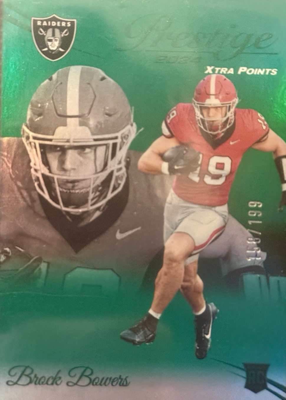 Brock Bowers 2024 Prestige #305 Green Premium Xtra Points /199 Price ...