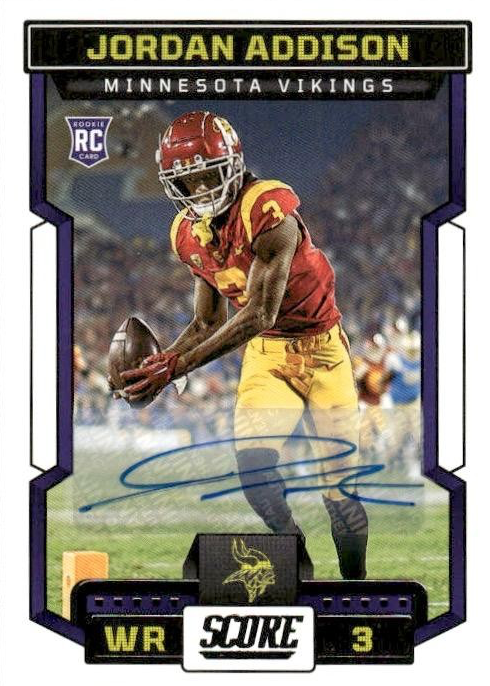 Jordan Addison 2023 Score #346 Rookie Signatures Price Guide - Sports ...