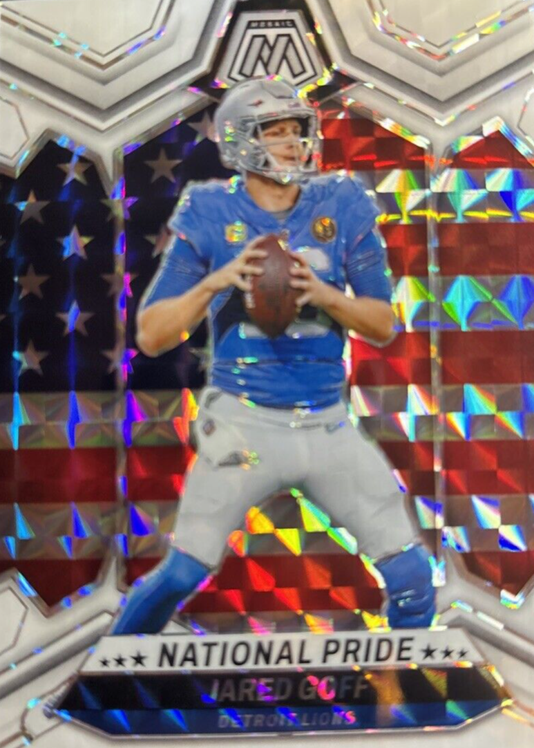 Jared Goff 2024 Mosaic #252 National Pride - White /25 Price Guide ...