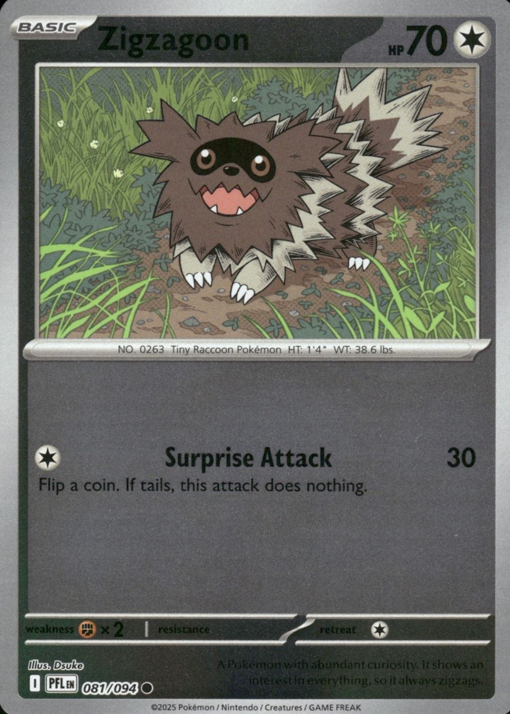 Zigzagoon 2025 Mega Evolution: Phantasmal Flames #81/94 Reverse Holo ...