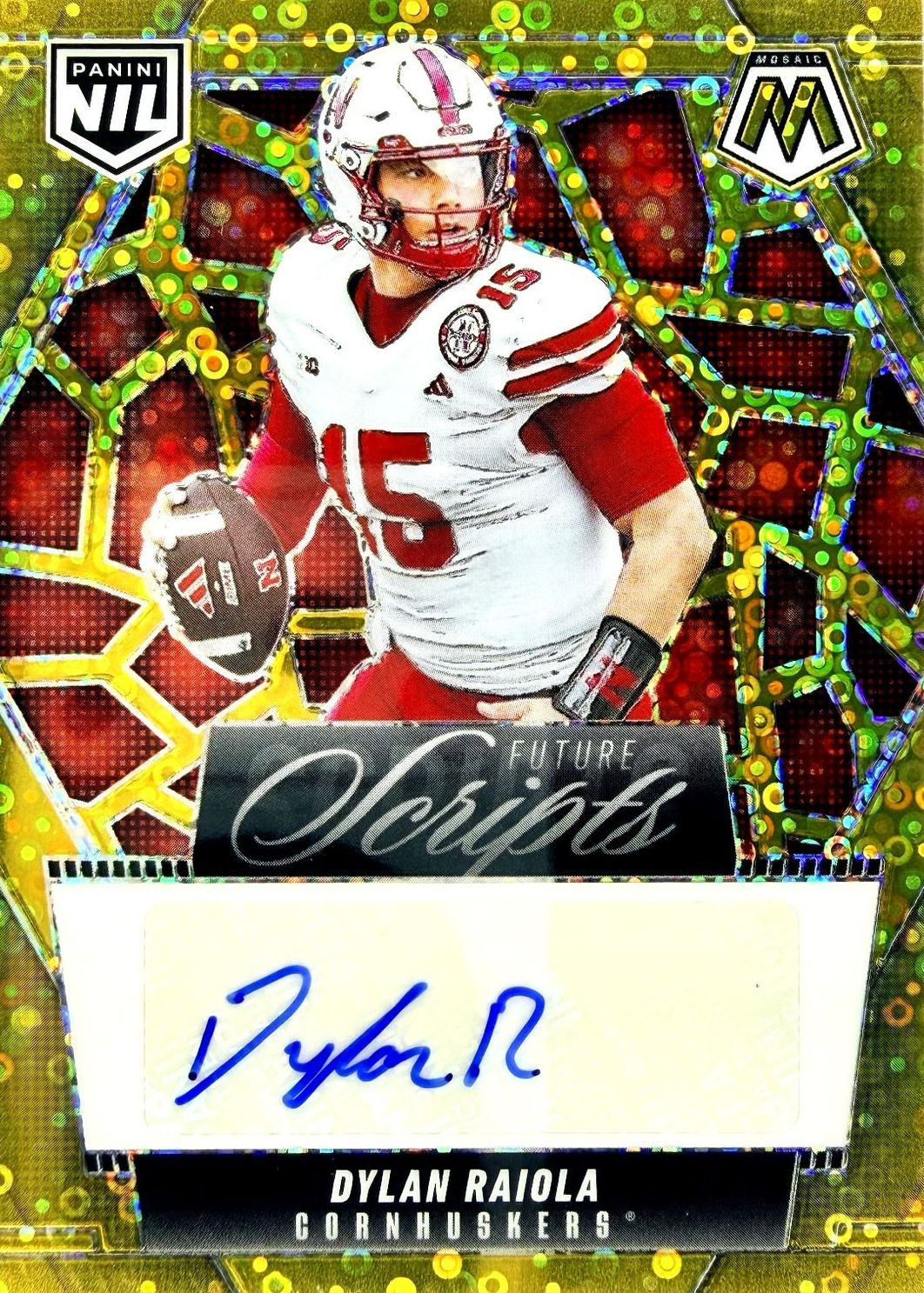 Dylan Raiola 2025 Mosaic #FSC-DRA Future Scripts - No Huddle Gold /10 ...