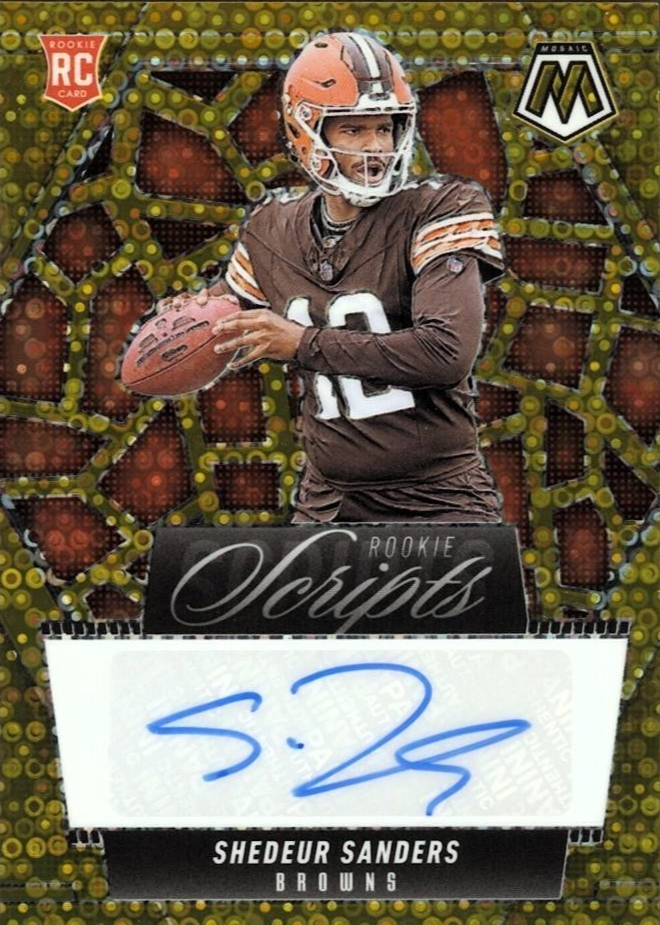 Shedeur Sanders 2025 Mosaic #RS-SSS Rookie Scripts - No Huddle Gold /10 ...
