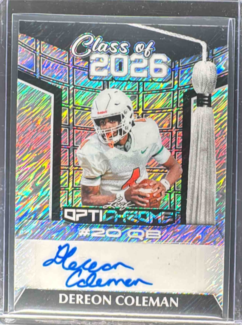 Dereon Coleman 2025 Leaf Optichrome #26A-DC1 Class of 2026 Autographs ...