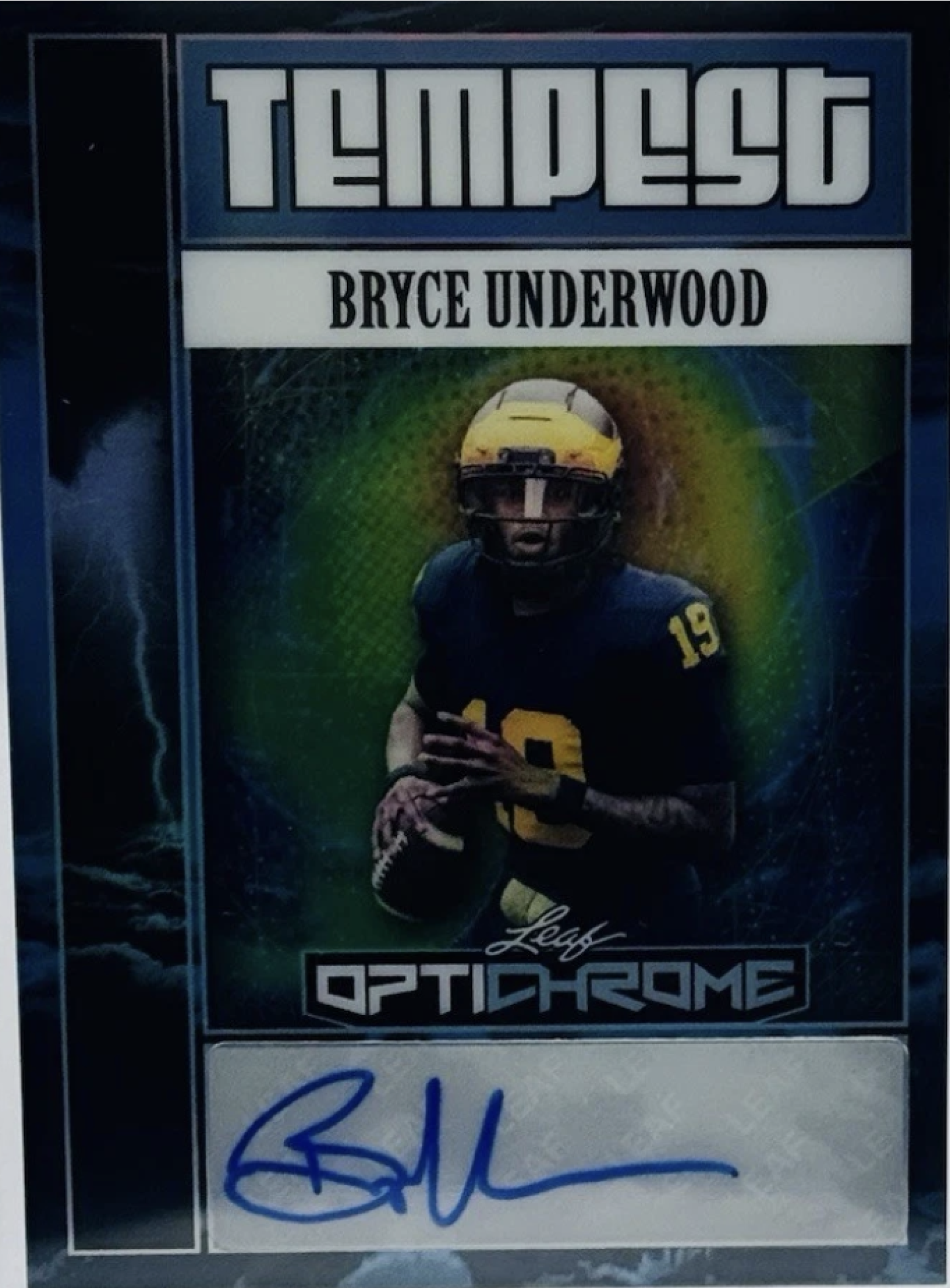 Bryce Underwood 2025 Leaf Optichrome #TA-BU1 Tempest Autographs - Prismatic Platinum Blue /1 ...