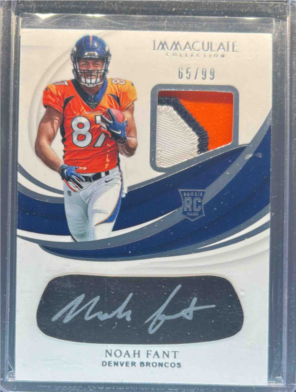 Noah Fant 2019 Immaculate #REB-NFA Immaculate Rookie Eye Black - Jersey ...