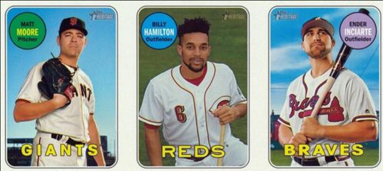 Billy Hamilton / Ender Inciarte / Matt Moore 2018 Topps Heritage #8a ...