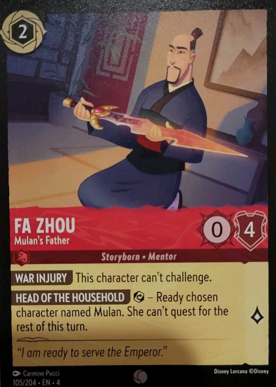 Fa Zhou - Mulan's Father 2024 Ursula's Return #105/204 Base Price Guide ...