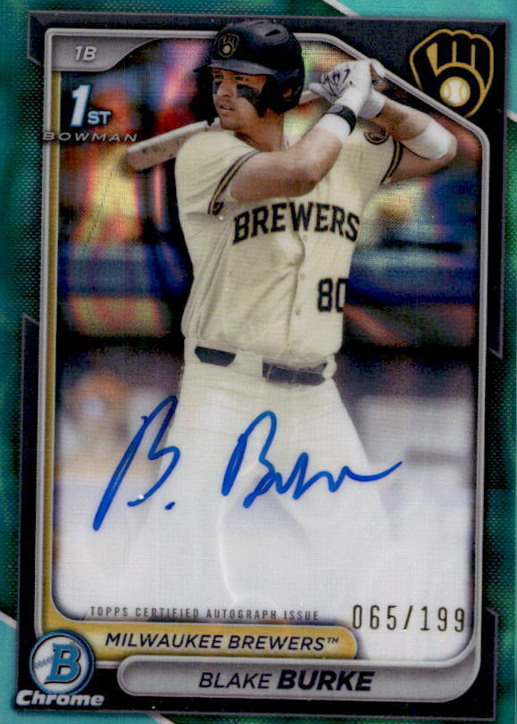 Blake Burke 2024 Bowman Draft #CPA-BB Chrome DP Auto - Aqua Lava ...