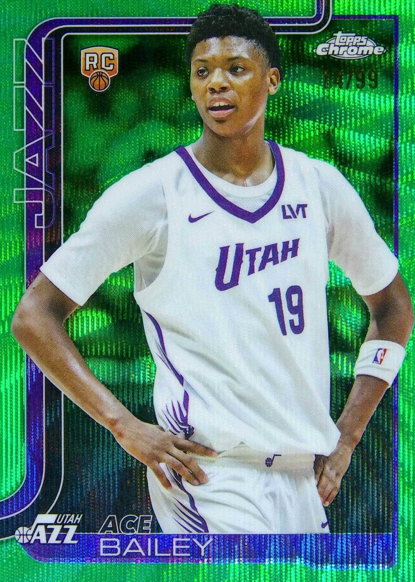 Ace Bailey 2025 Topps Chrome #255 Green Wave Refractor /99 Price Guide ...