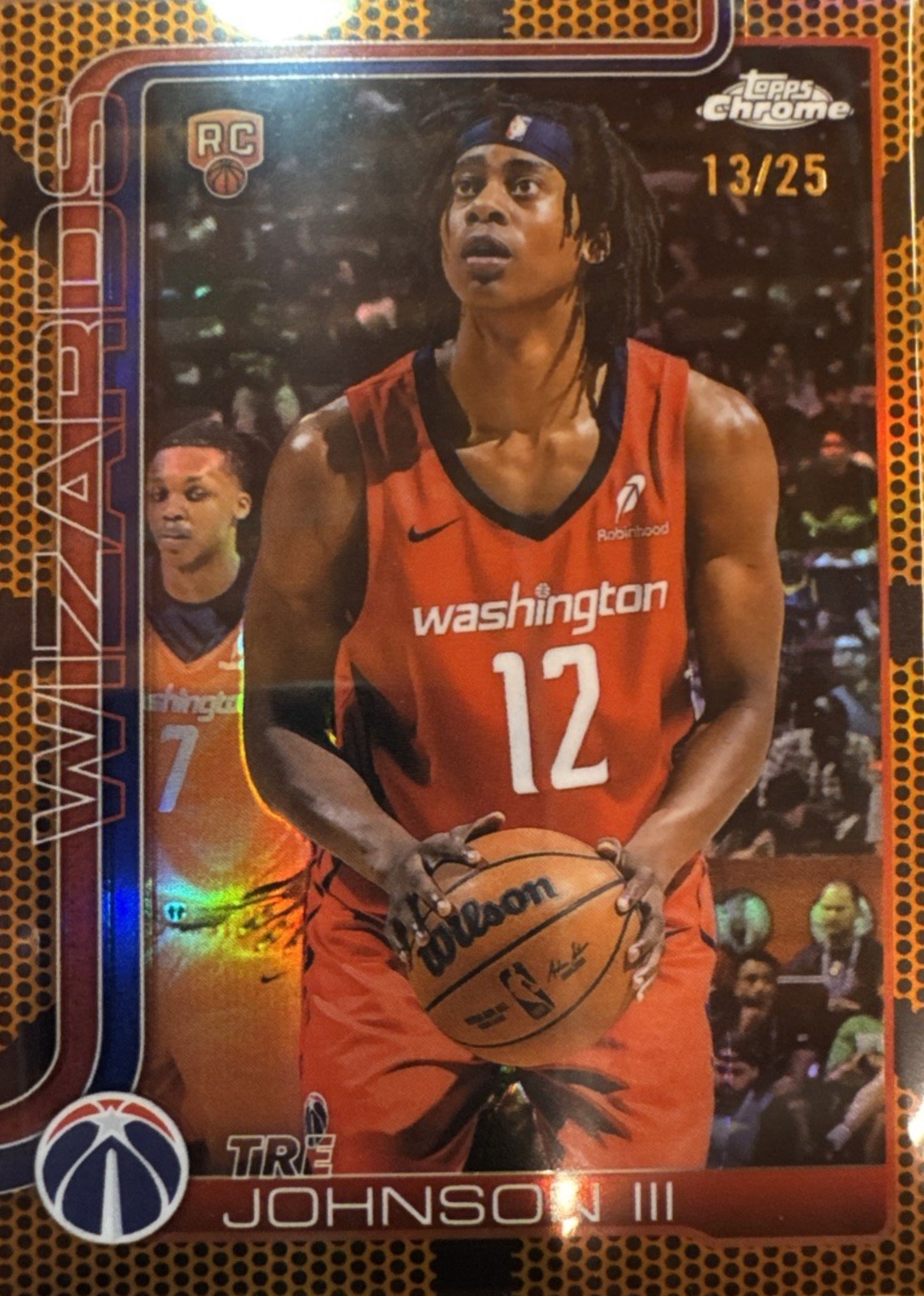 Tre Johnson III 2025 Topps Chrome #256 Orange Basketball Refractor /25 ...