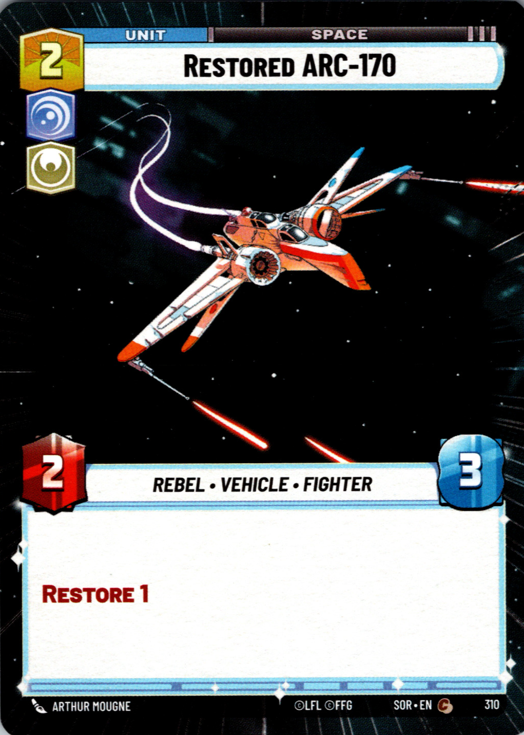 Restored ARC-170 2024 Spark of Rebellion #310 Hyperspace Price Guide ...
