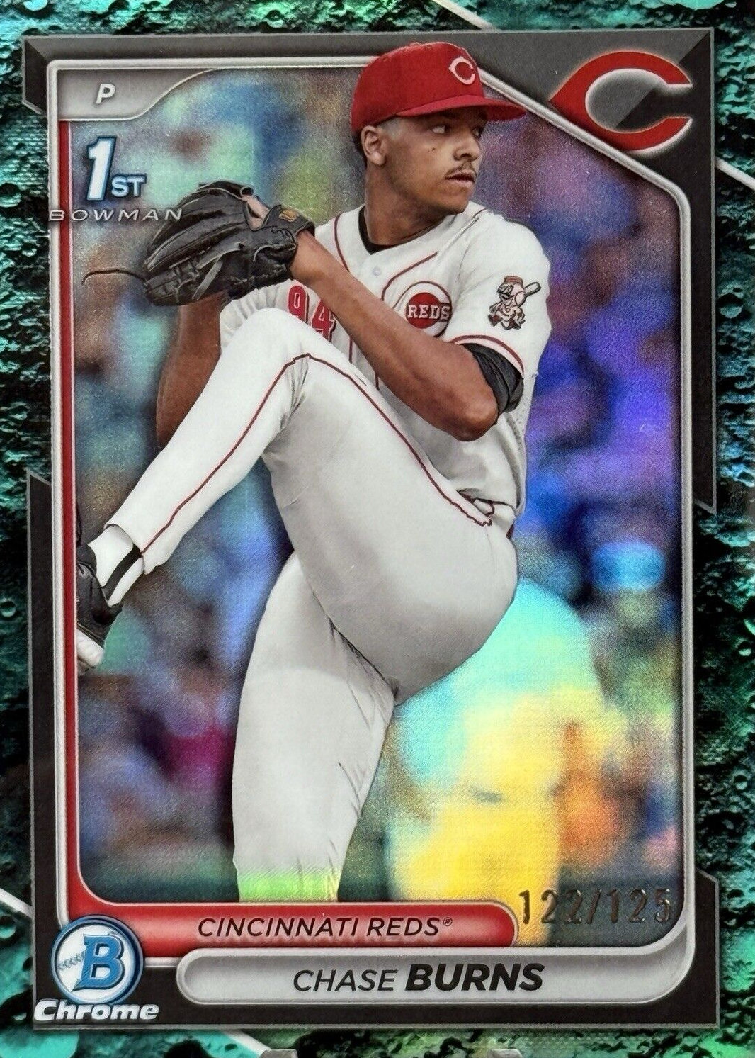Chase Burns 2024 Bowman Draft #BDC-55 Chrome - Aqua Lunar Refractor ...