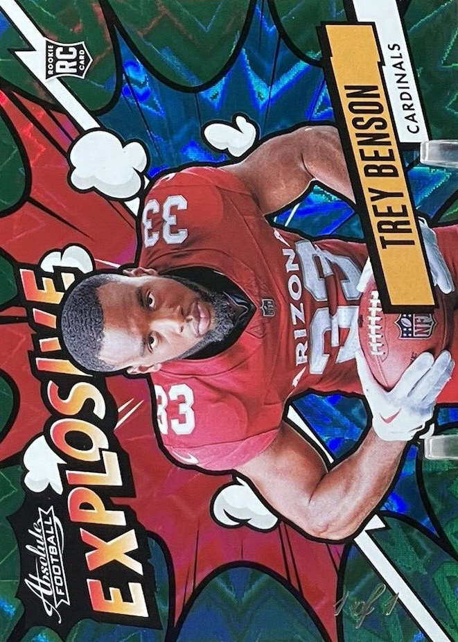 Trey Benson 2024 Absolute #EX-TBN Explosive - Green /1 Price Guide - Sports Card Investor