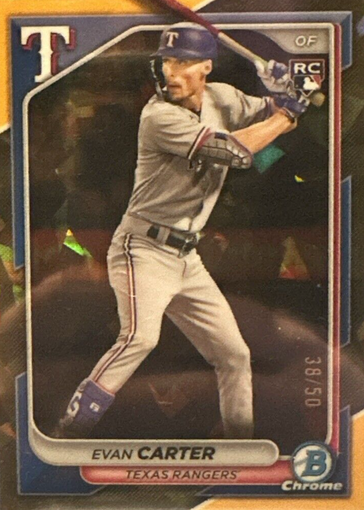 Evan Carter 2024 Bowman Chrome Sapphire Edition Gold /50 Price Guide ...