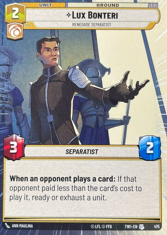 Lux Bonteri 2024 Twilight Of The Republic 475 Hyperspace Price Guide