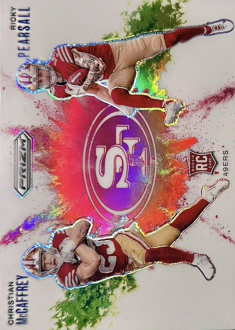 Christian McCaffrey / Ricky Pearsall 2024 Prizm #5 Color Blast Duals ...