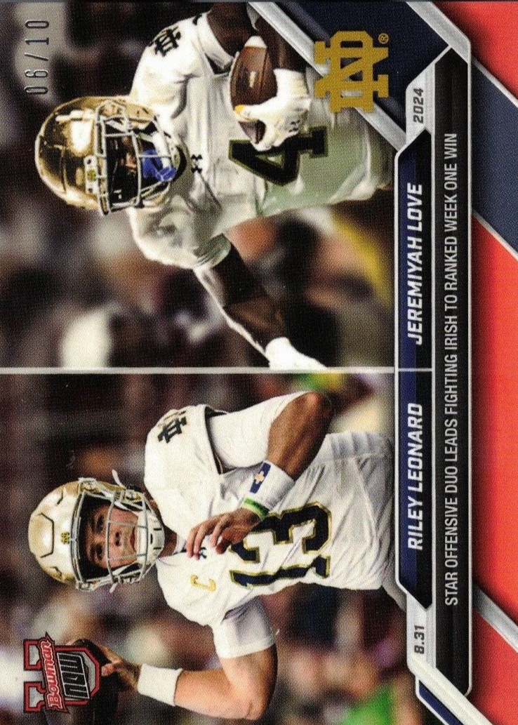 Jeremiyah Love / Riley Leonard 2024 Bowman U Now #6 Red /10 Price Guide ...
