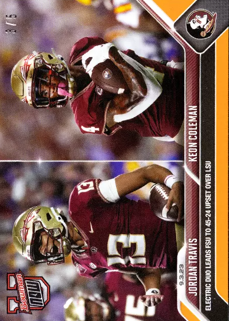 Jordan Travis & Keon Coleman 2023 Bowman U Now #1 Orange /5 Price Guide ...