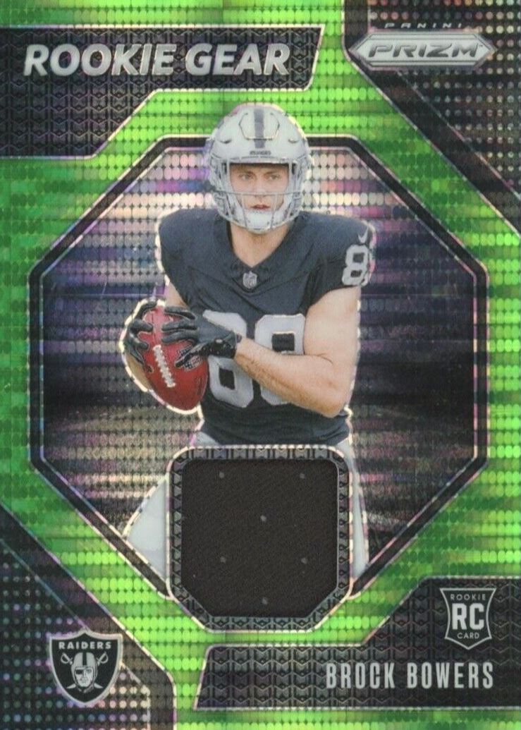 Brock Bowers 2024 Prizm #RG-BBS Rookie Gear - Neon Green Pulsar Price ...