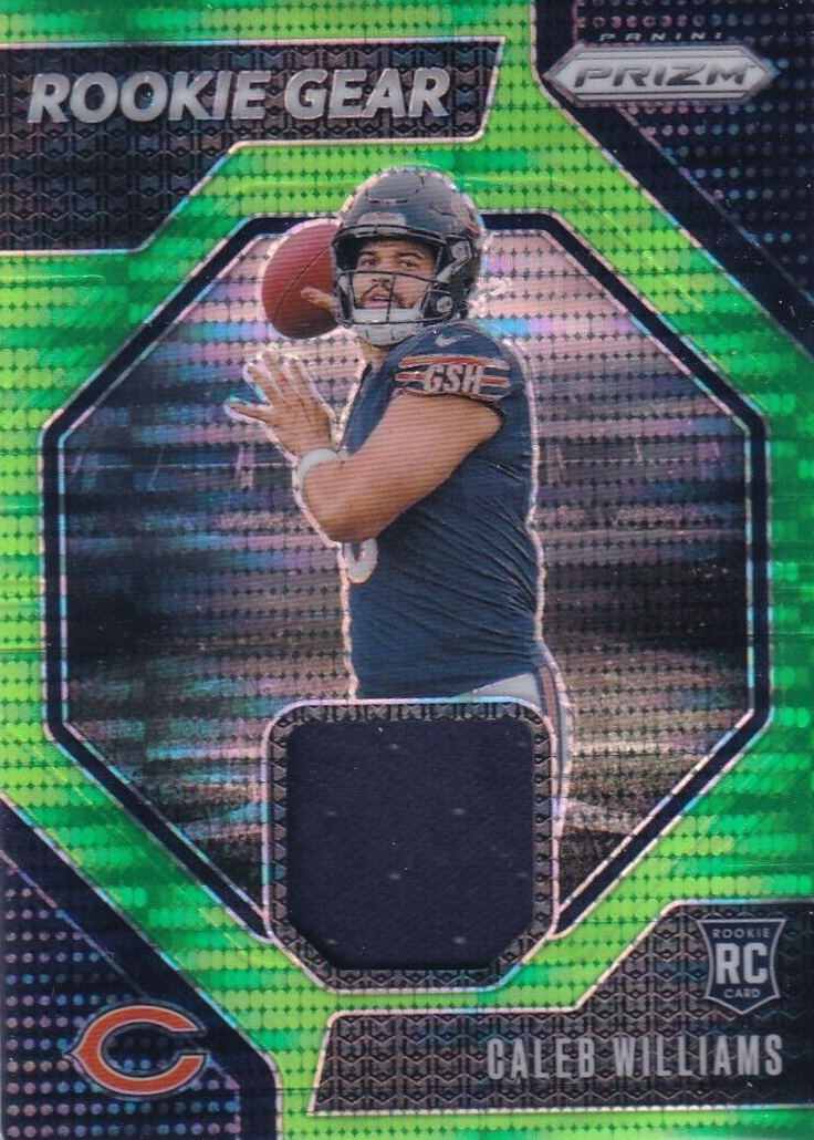 Caleb Williams 2024 Prizm #RG-CWS Rookie Gear - Neon Green Pulsar Price ...