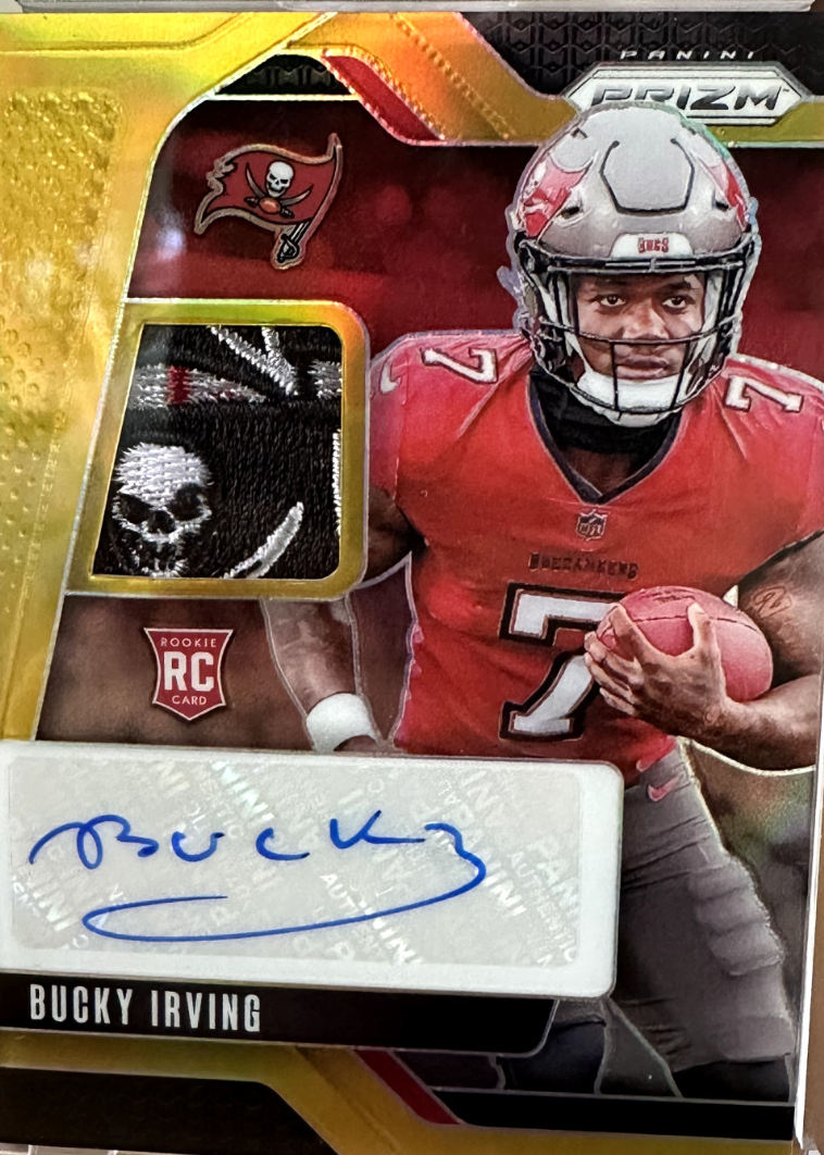 Bucky Irving 2024 Prizm #RPA-BIG Rookie Patch Auto - Gold /10 Price ...