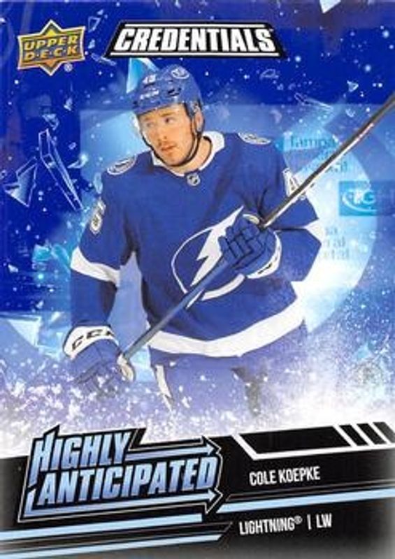 Cole Koepke 2022 Upper Deck Credentials #HA-18 Highly Anticipated Price ...