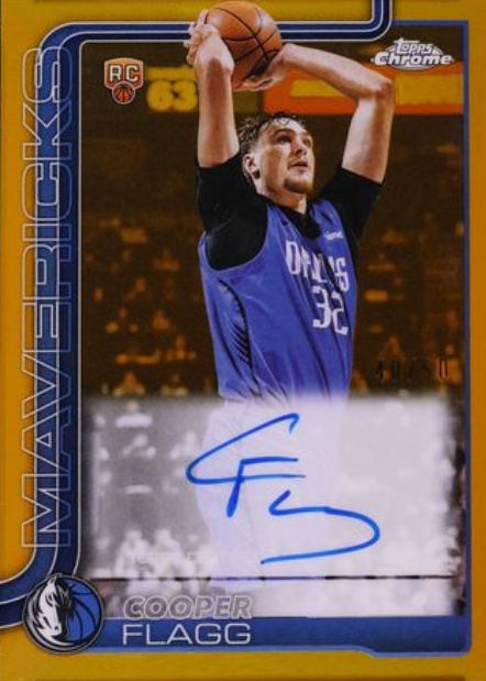 Cooper Flagg 2025 Topps Chrome #TCAR-CF Chrome Rookie Autographs - Gold ...