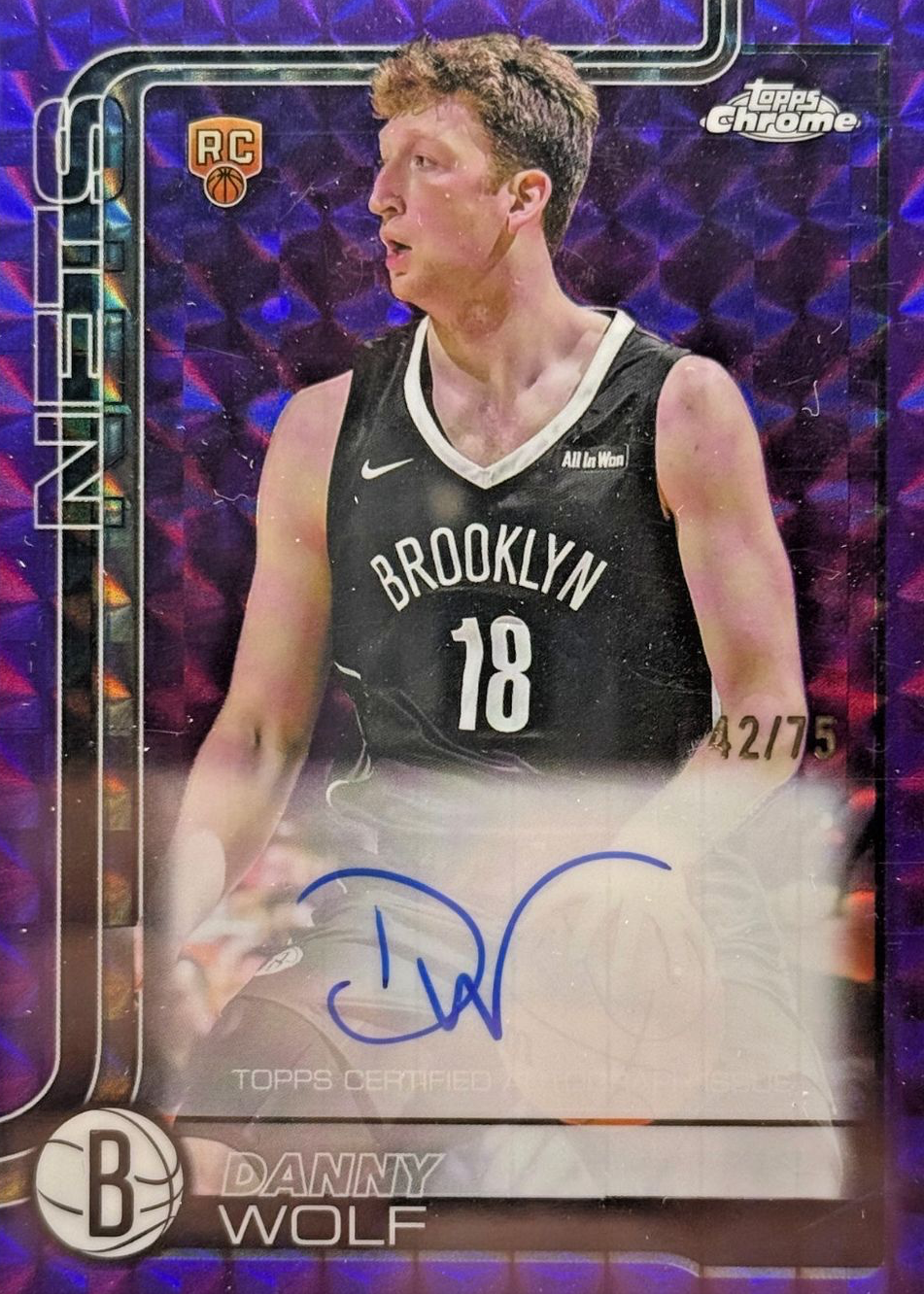 Danny Wolf 2025 Topps Chrome #TCAR-DW Chrome Rookie Autographs - Purple ...