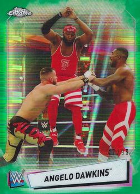 Angelo Dawkins 2021 Topps Chrome WWE #47 Green Refractor /99 Price ...