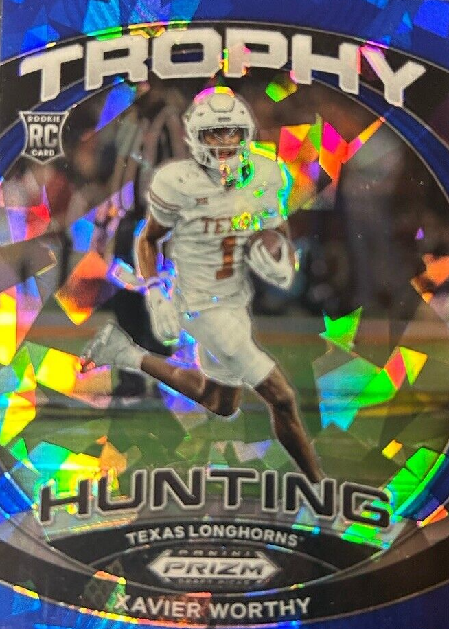 Xavier Worthy 2024 Prizm Draft Picks #TH-XWY Trophy Hunting - Blue Ice ...