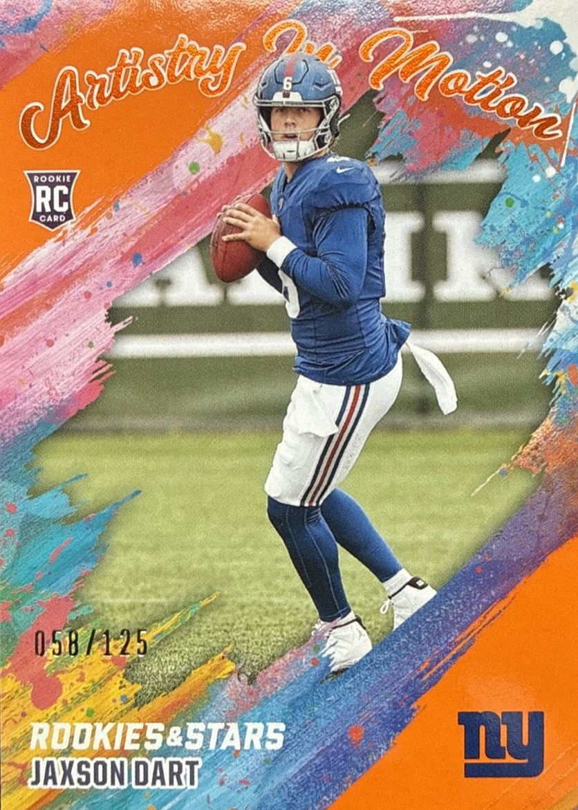 Jaxson Dart 2025 Rookies & Stars #16 Artistry in Motion - Orange /125 ...