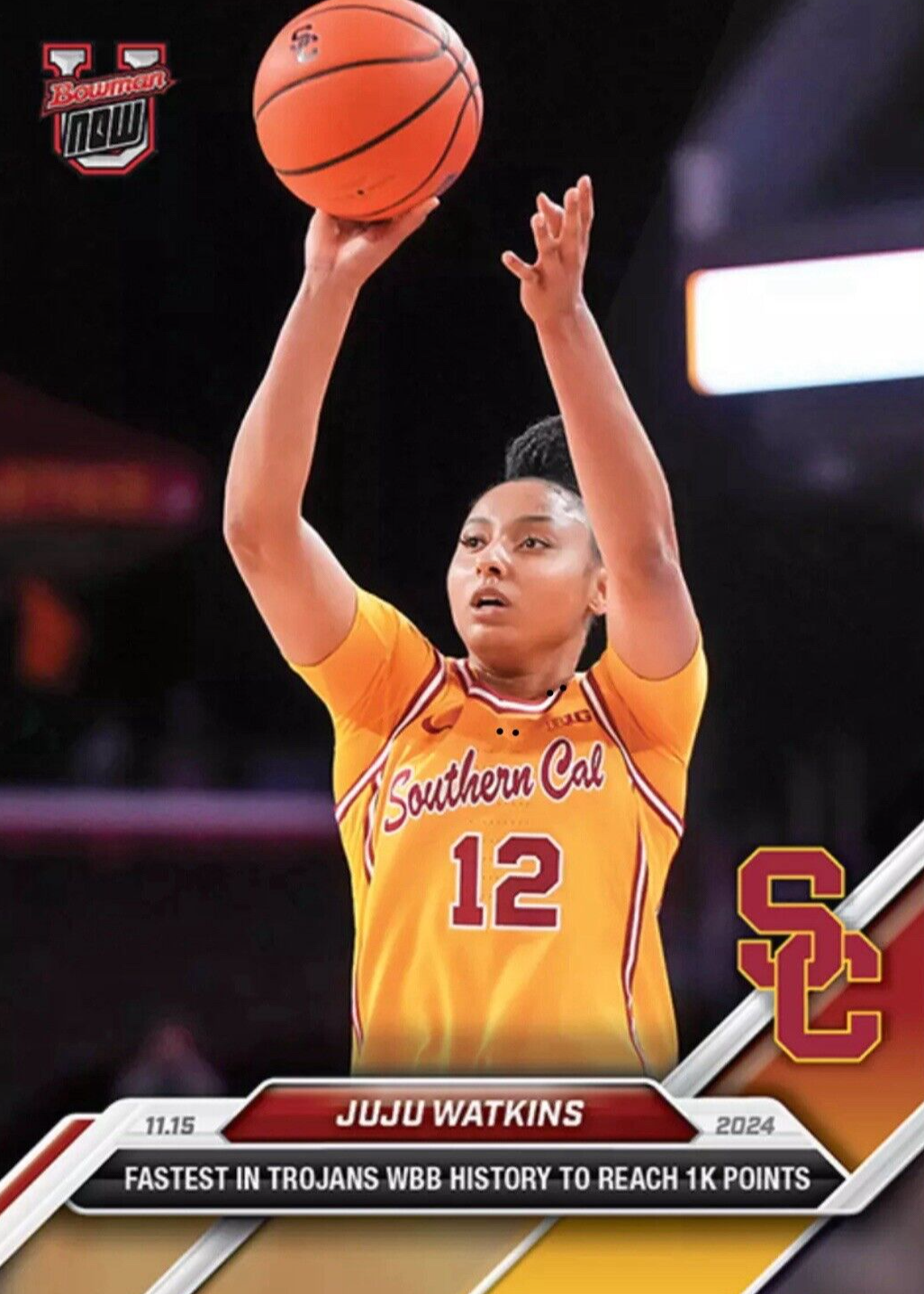 JuJu Watkins 2024 Bowman U Now #11 Base (Print Run: 3,237) Price Guide ...