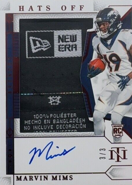 Marvin Mims 2023 National Treasures #RHO-MMI Rookie Hats Off Signatures ...