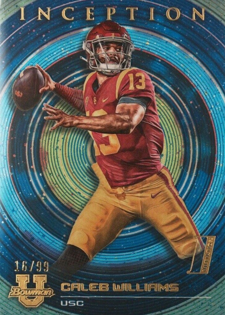 Caleb Williams 2022 Bowman University Inception #45 Blue Foil /99 (1st ...