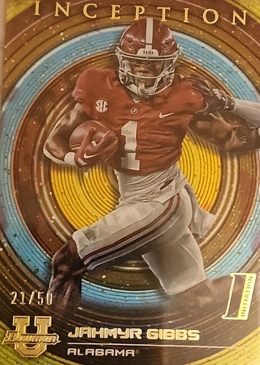 Jahmyr Gibbs 2022 Bowman University Inception #7 Gold Foil /50 (1st ...