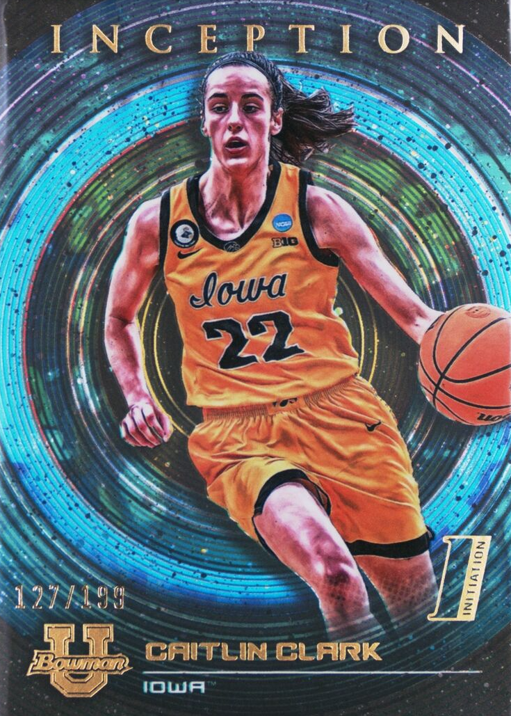 Caitlin Clark 2022 Bowman University Inception #68 Aqua Foil /199 (1st ...