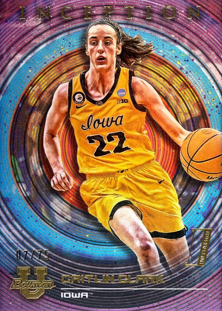 Caitlin Clark 2022 Bowman University Inception #68 Fuchsia Foil /75 ...