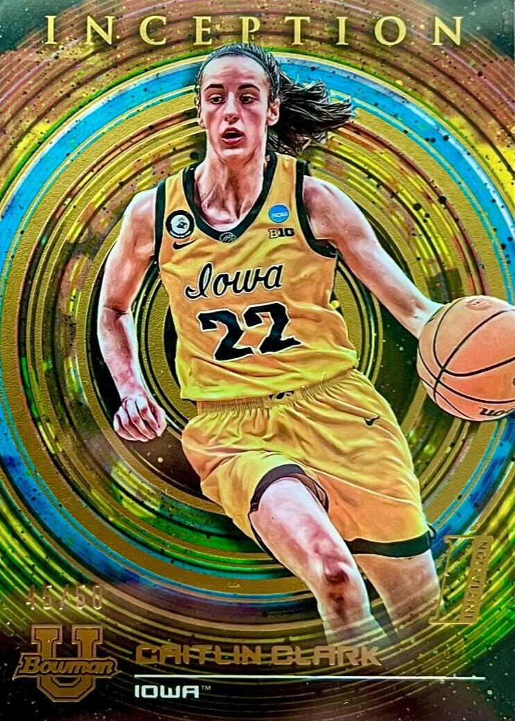 Caitlin Clark 2022 Bowman University Inception #68 Gold Foil /50 (1st ...