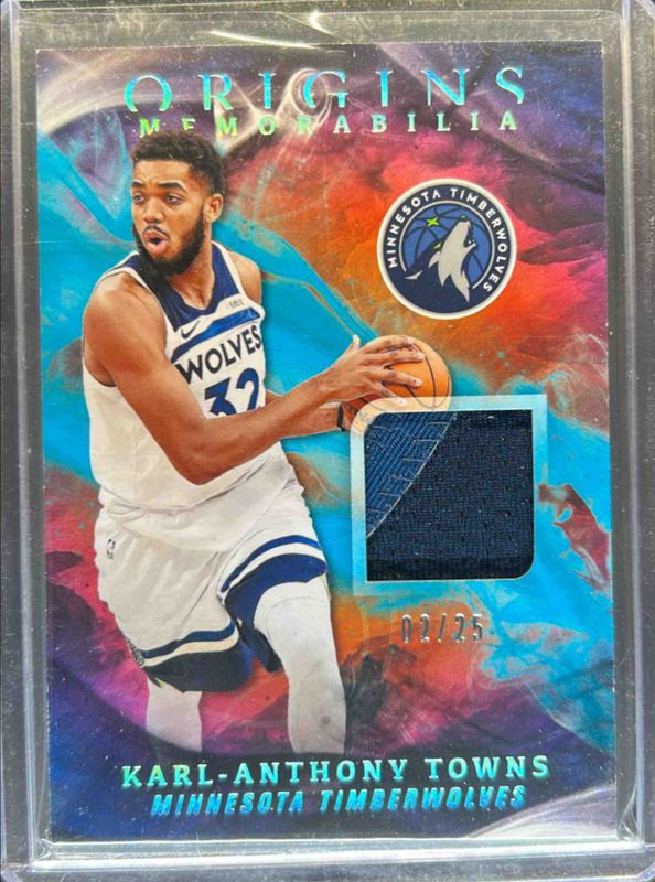 Karl-Anthony Towns 2019 Origins #OM-KAT Origins Memorabilia - Turquoise ...