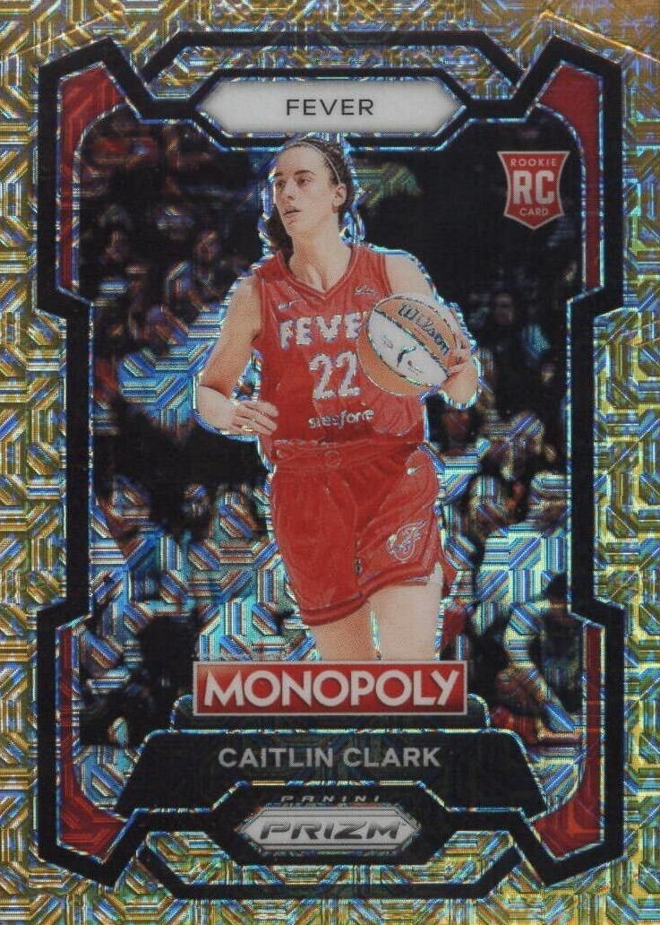 Caitlin Clark 2024 Prizm Monopoly WNBA #65 Gold Millionaire Shimmer ...
