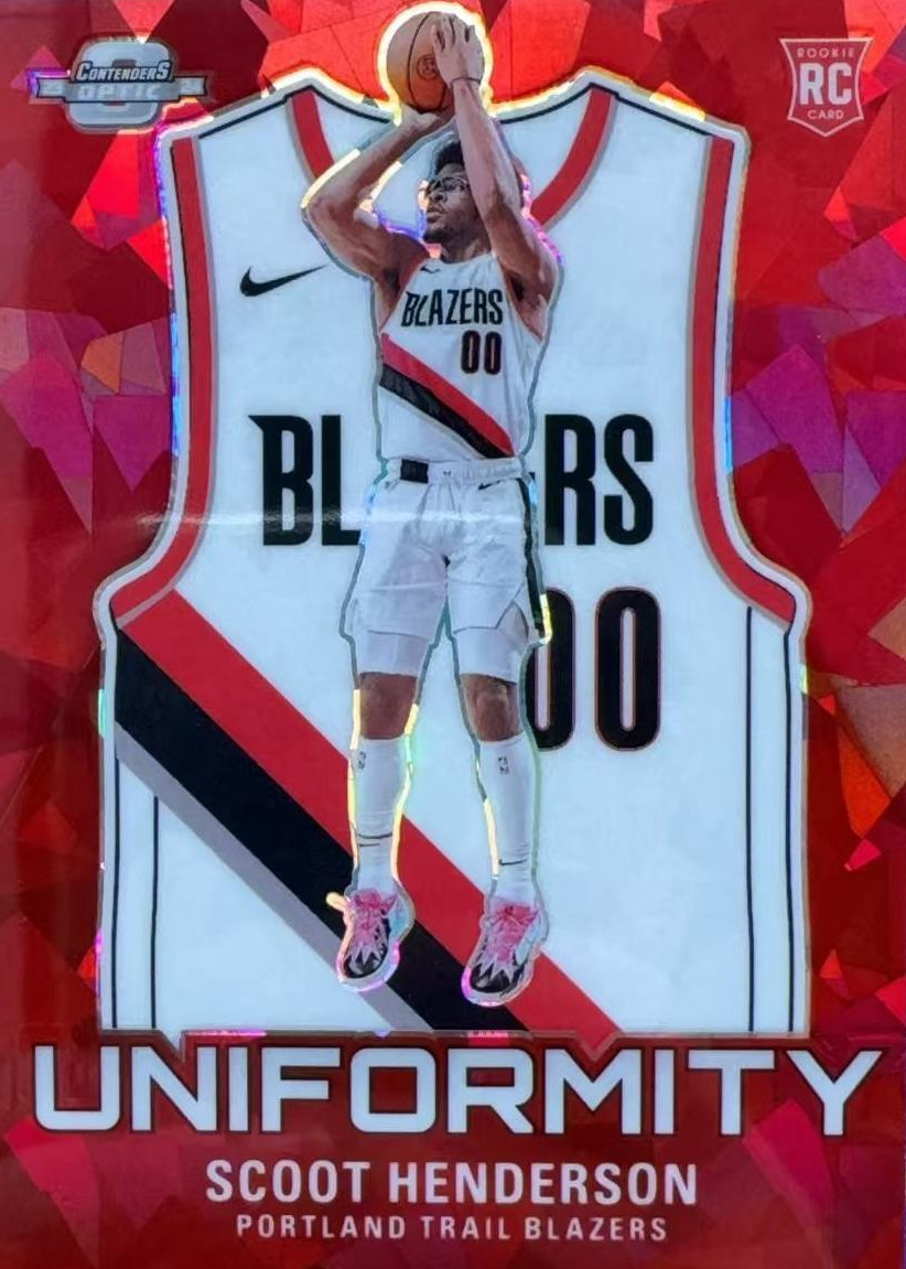 Scoot Henderson 2023 Contenders Optic #15 Uniformity - Red Cracked Ice ...