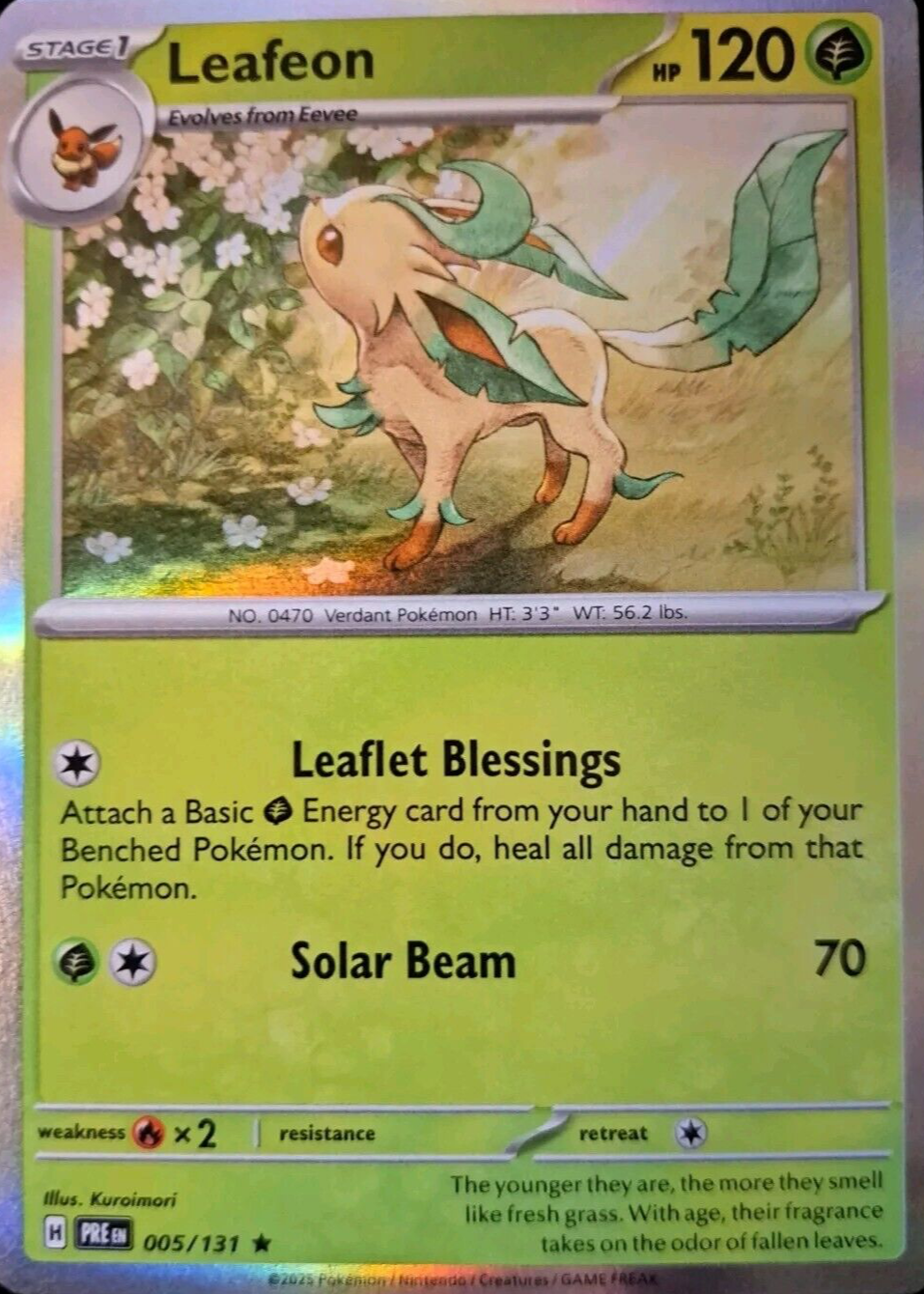 Leafeon 2025 Scarlet & Violet: Prismatic Evolutions #005/131 Holo Price ...