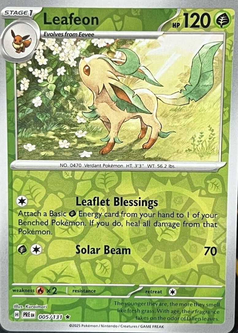 Leafeon 2025 Scarlet & Violet: Prismatic Evolutions #005/131 Reverse Holo Price Guide - Sports ...
