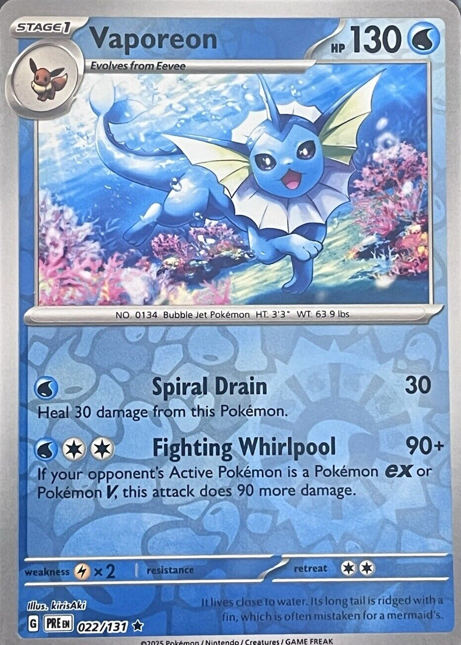 Vaporeon 2025 Scarlet & Violet: Prismatic Evolutions #022/131 Reverse ...