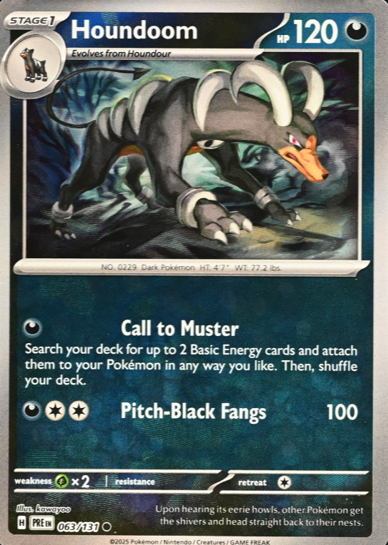 Houndoom 2025 Scarlet & Violet: Prismatic Evolutions #063/131 Master Ball Reverse Holo Price ...